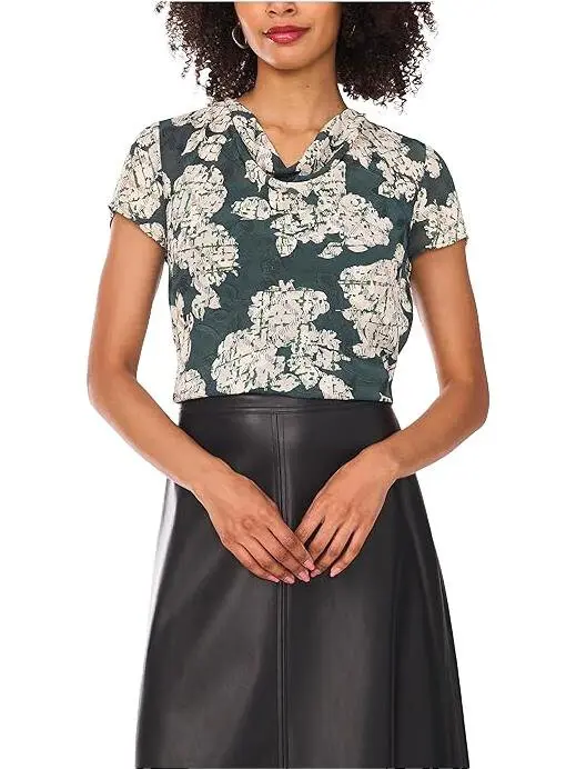 Vince Camuto Cap Sleeve Cowl Neck Blouse - Green