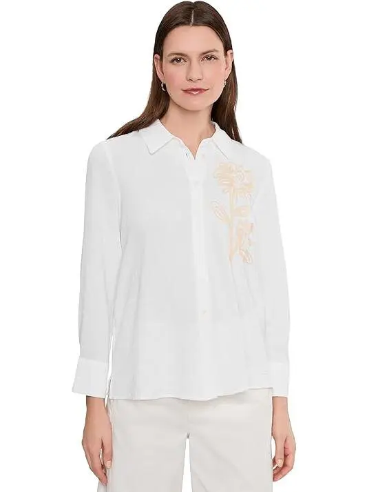 Vince Camuto Embroidered Long Sleeve Shirt - White