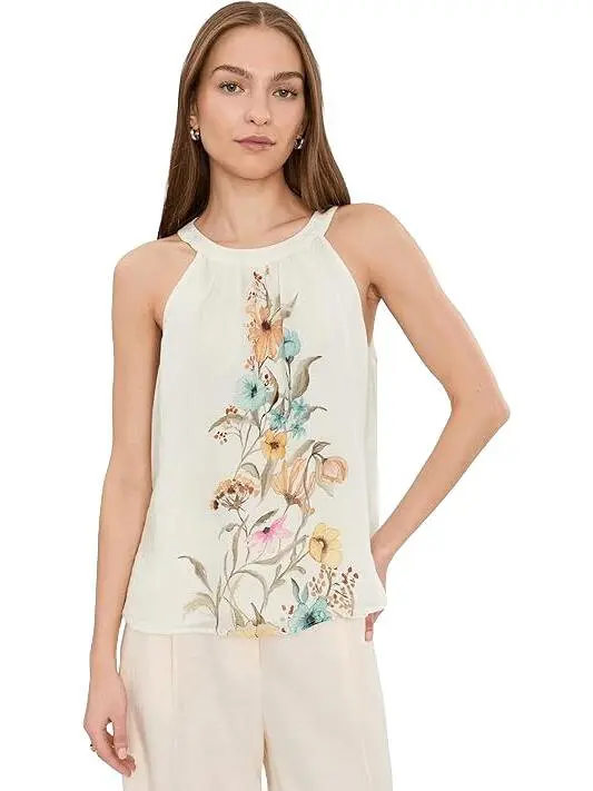 Vince Camuto Floral Print Halter Neck Blouse - White