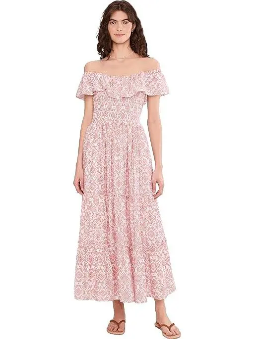 Vince Camuto Off-the-shoulder Tiered Ruffle Smocked Maxi Dress - Red