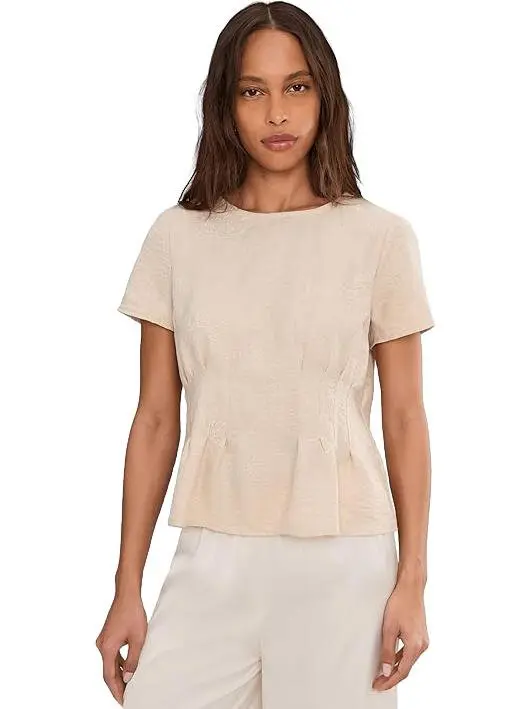 Vince Camuto Short Sleeve Pleated Waist Blouse - Gray