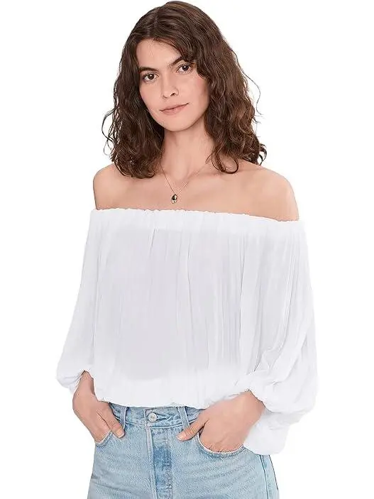 Vince Camuto Off The Shoulder Pleated Blouse - White