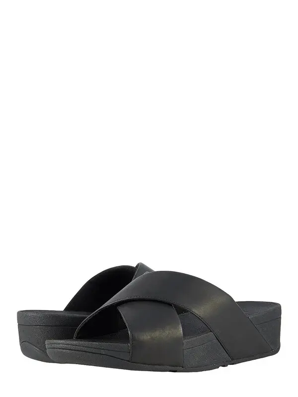 Fitflop Lulu Cross Slide Leather Sandals - Black