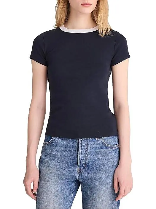Madewell The '90s Crewneck Tee In Compact Cotton Colorblock - Multi
