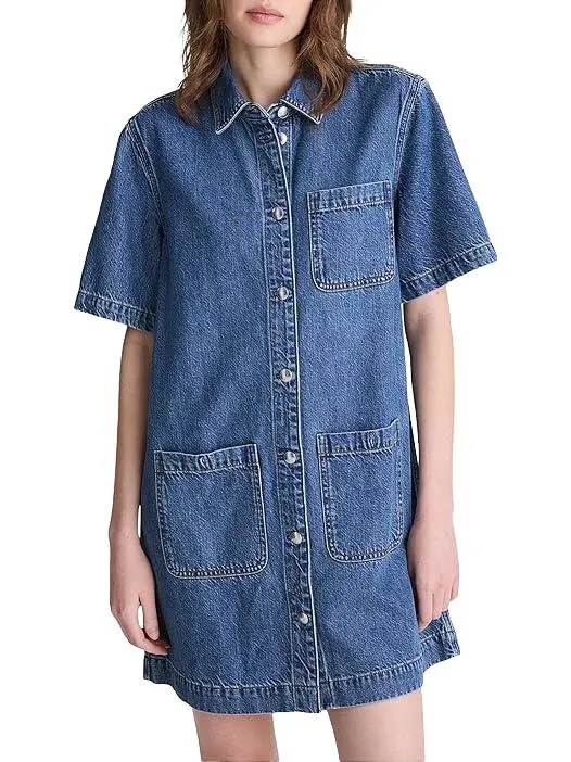 Madewell Airy Denim Boxy Mini Shirtdress - Navy