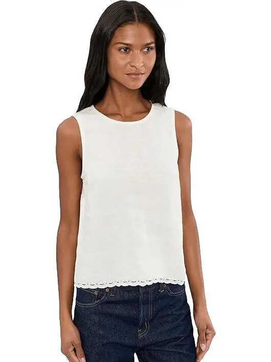 Madewell Lace-trimmed Linen Shell Top - Bone