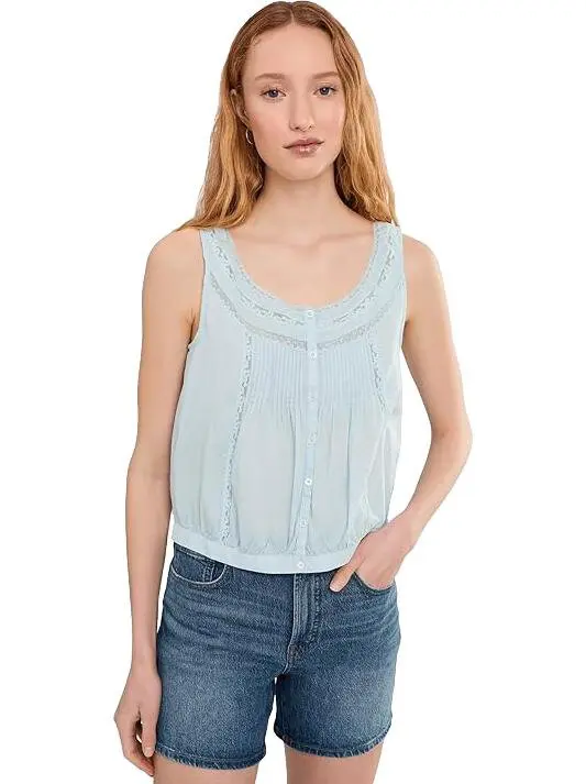 Madewell Lace-insert Pintuck Sleeveless Top - White