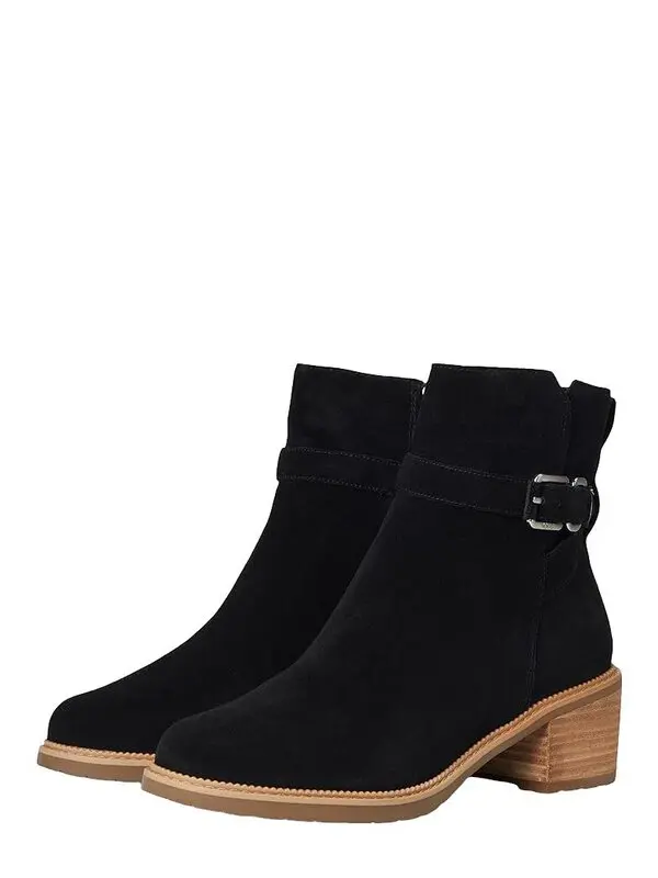 Toms Hailey Buckle Block Heel Boots - Black