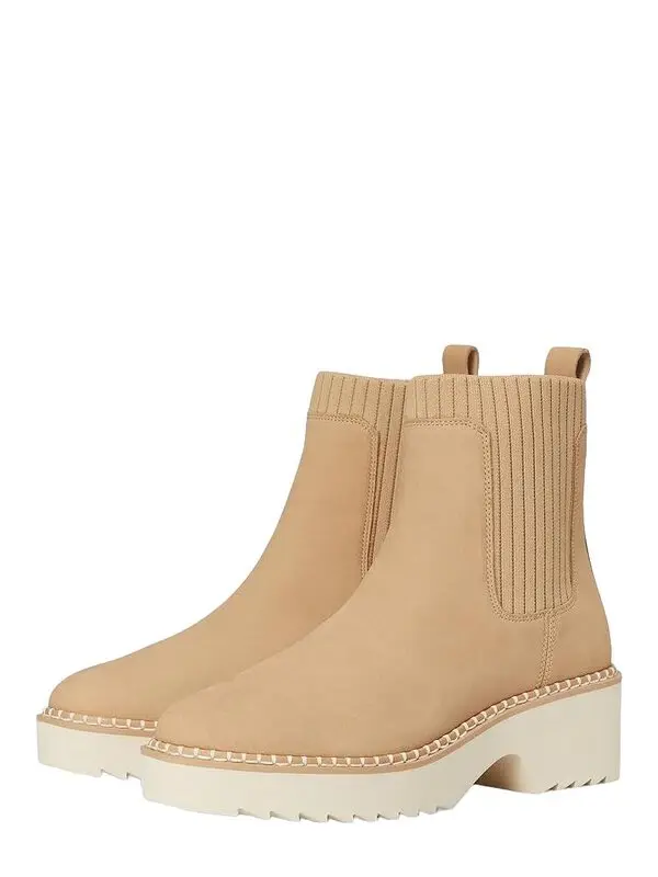 Toms Millie Calf-high Boots With Ribbed Detail And Block Heel - Beige