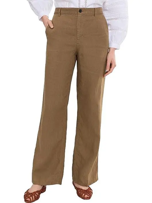 Madewell The Zoe Relaxed Straight Pant In 100% Linen - Black