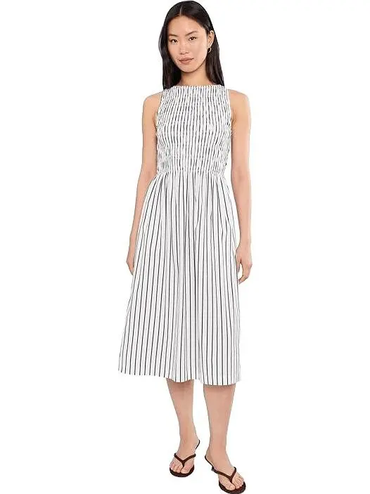 Madewell The Melody Boatneck Smocked Midi Dress - White