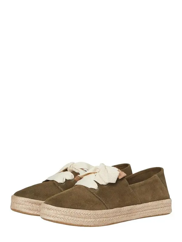 Toms Carolina Lace Up Espadrille Loafers - Olive