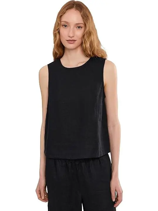 Madewell Embroidered Shell Top In 100% Linen - Black