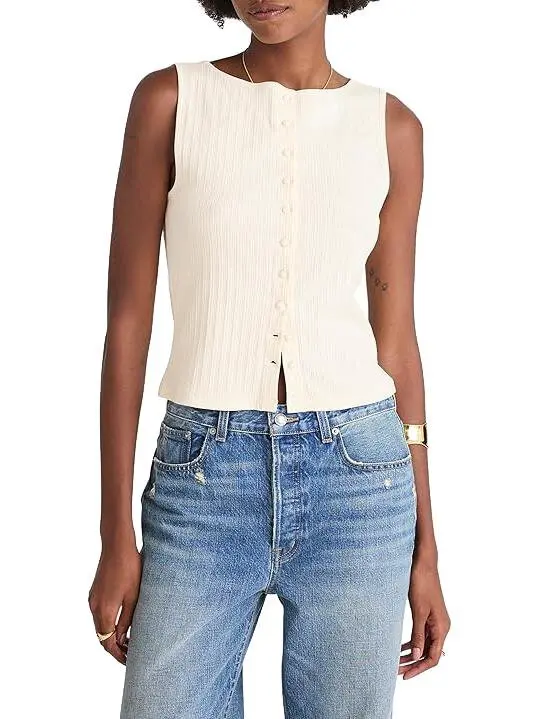 Madewell Ribbed Crewneck Shell Top - White