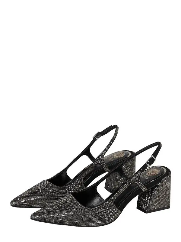 Vince Camuto Sindreea Rhinestone Embellished Block Heel Slingback Pumps - Pewter