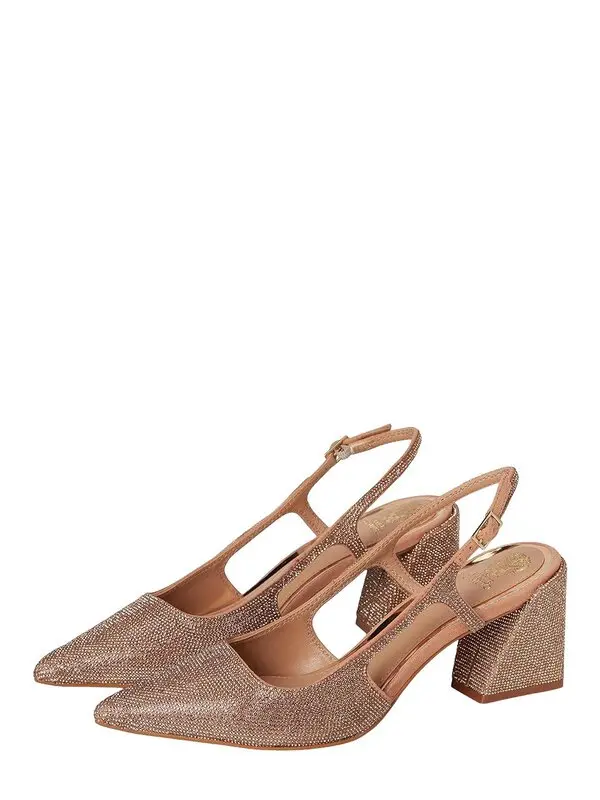 Vince Camuto Sindreea Rhinestone Embellished Block Heel Slingback Pumps - Pink