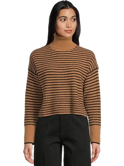 Madewell Wool Waffle Stripe Crew Neck Sweater - Tan