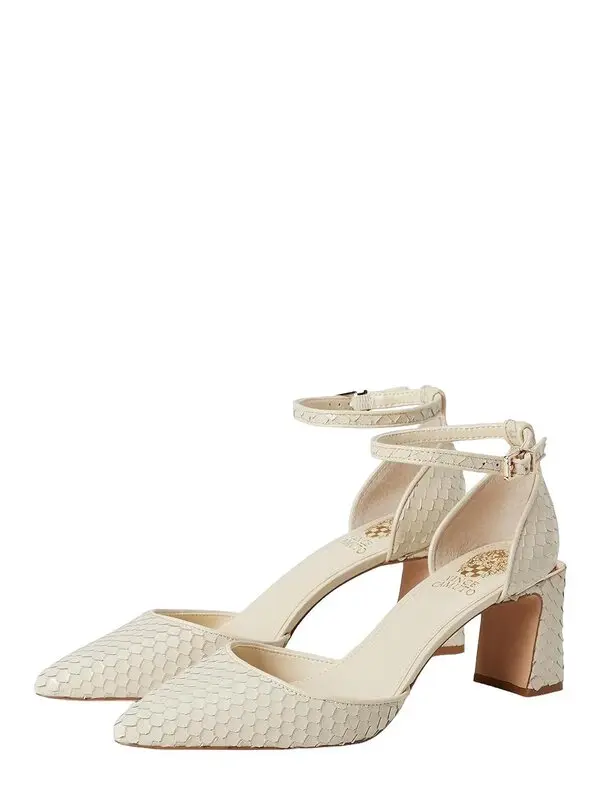 Vince Camuto Hendriya Ankle Strap Block Heel Pumps - Bone