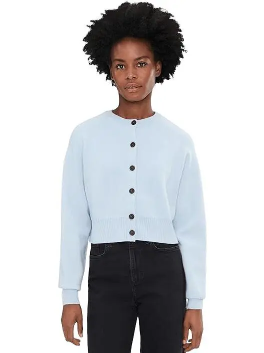 Madewell Merino Wool Raglan Sleeve Cropped Cardigan - Blue
