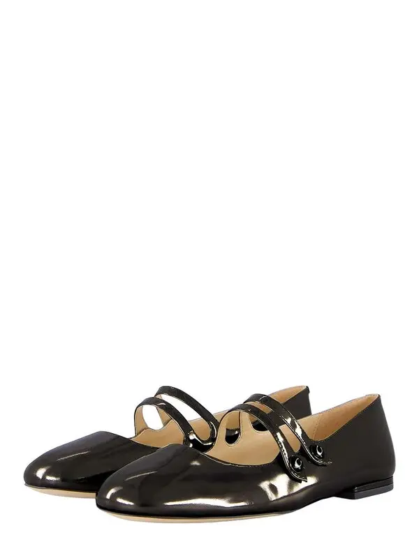 COACH Winley Metallic Leather Mary Jane Flats - Pewter