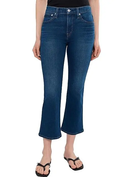 Madewell The Short Stretch Flare Crop Jean In Osgoode Wash - Navy