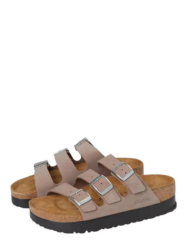 BIRKENSTOCK Florida Platform Nubuck Sandals - Red