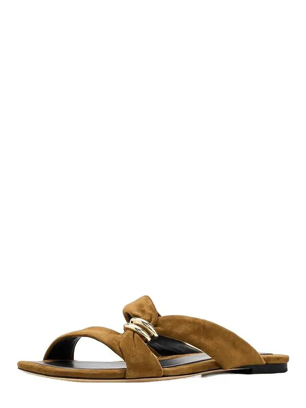 Vince Vilma Suede Slide Sandals With Metal Detail - Tan