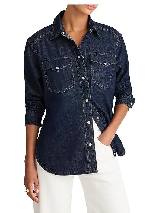 Madewell Oversized Western Shirt In Rinse Wash - Blue