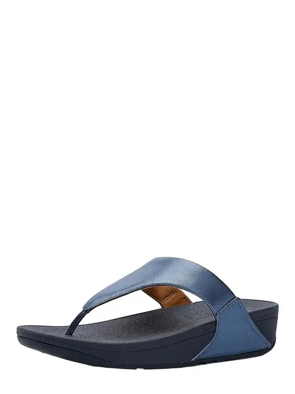 Fitflop Lulu Leather Toepost Wedge Sandals - Blue