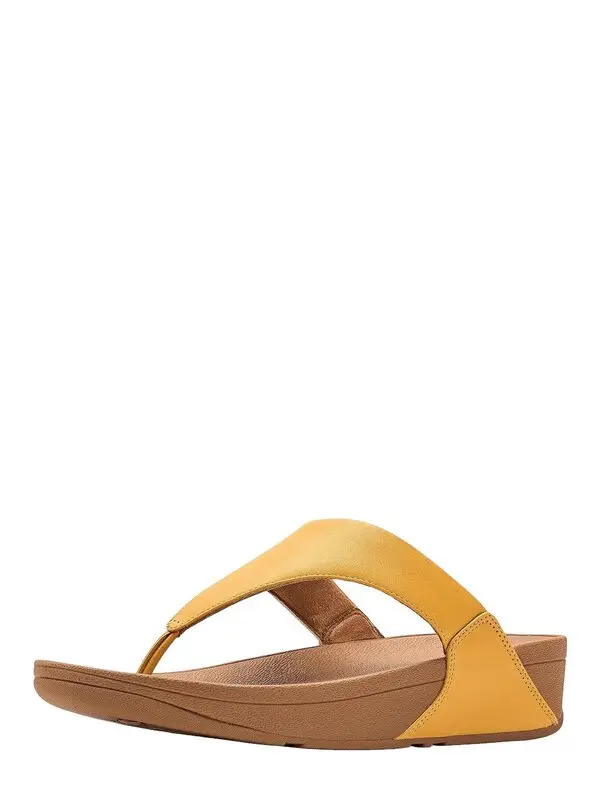 Fitflop Lulu Leather Toepost Wedge Sandals - Tan