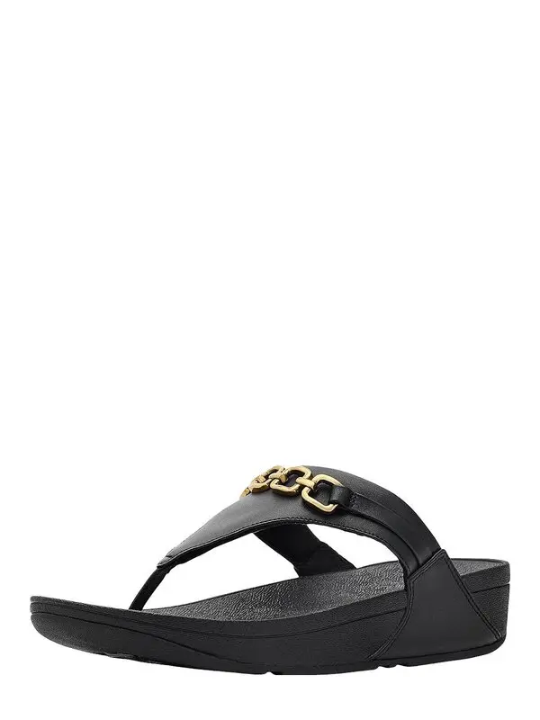 Fitflop Lulu Square-chain Leather Toe-post Sandals - Black
