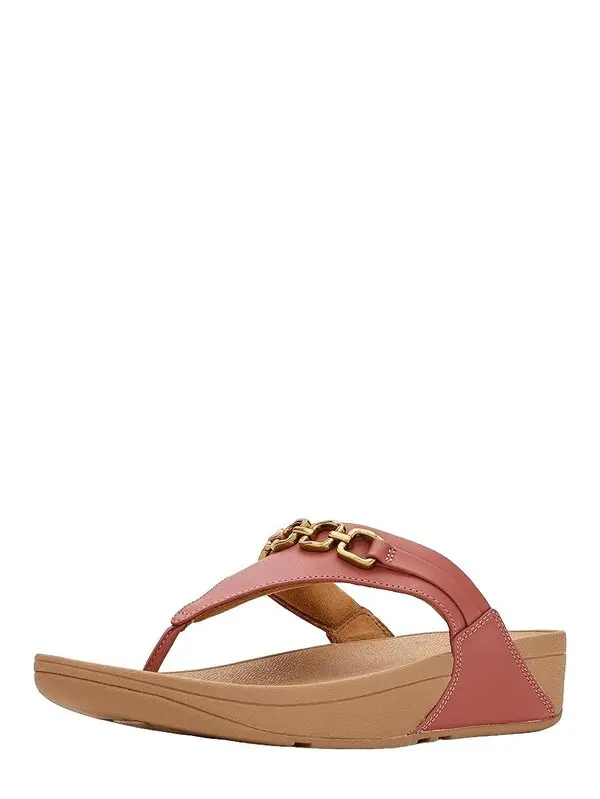 Fitflop Lulu Square-chain Leather Toe-post Sandals - Red