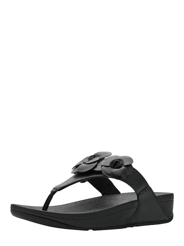 Fitflop Lulu Flower Toe-post Wedge Sandals - Black