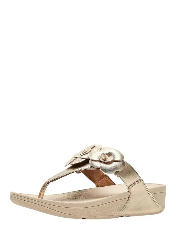 Fitflop Lulu Flower Toe-post Wedge Sandals - Gold