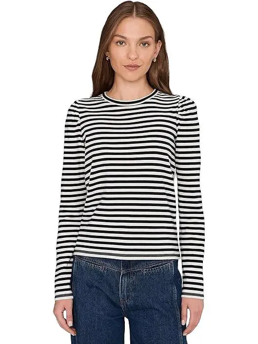 Madewell Easy Puff Sleeve Long Sleeve Stripe T-shirt - Blue