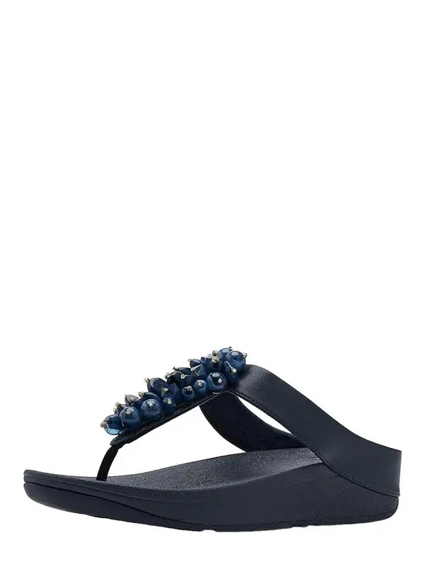Fitflop Fino Bead-cluster Wedge Sandals - Navy