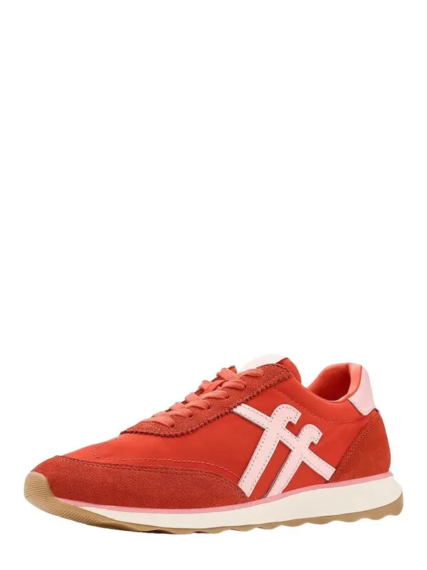 Fitflop Retro-q Ff Metallic-fabric/suede Sneakers - Red