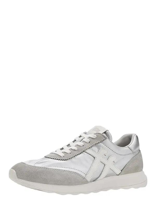 Fitflop Retro-q Ff Metallic-fabric/suede Sneakers - Silver