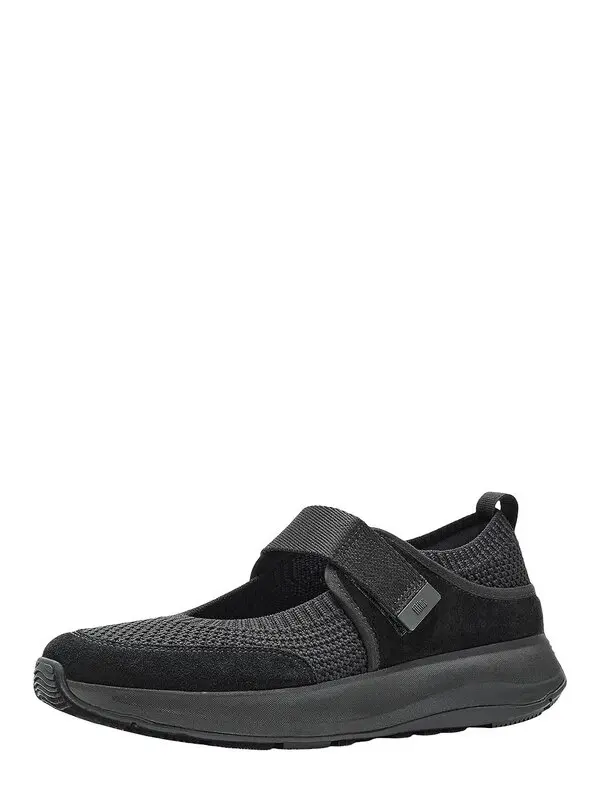 Fitflop F-mode Flow Knit/suede Mary Janes - Black