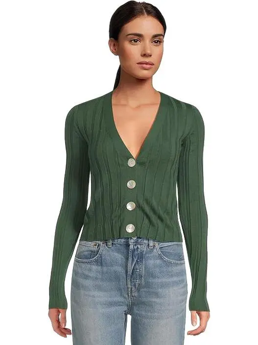 Madewell Merino Silk Ribbed Cardigan - Blue
