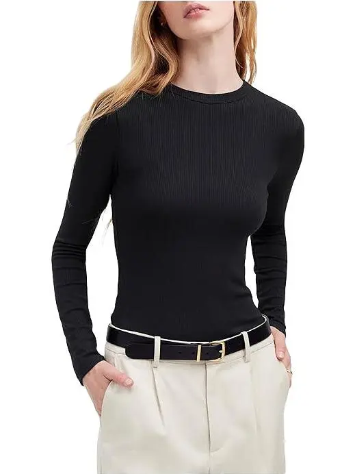 Madewell Modal Rib Long Sleeve Crewneck - Black