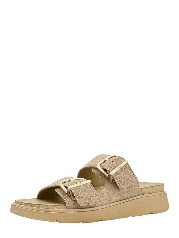 Fitflop Gen Ff Buckle Suede Wedge Slides - Brown