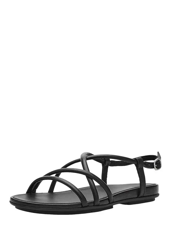 Fitflop Gracie Leather Strappy Wedge Sandals - Black