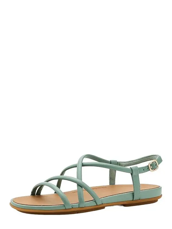 Fitflop Gracie Leather Strappy Wedge Sandals - Olive