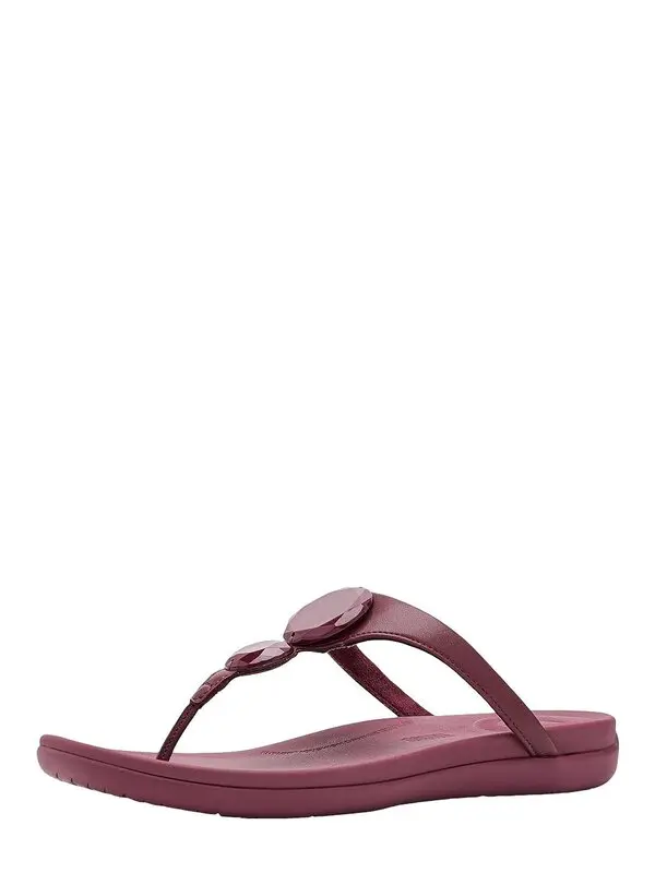 Fitflop Solay Glossy-disc Toe-post Wedge Sandals - Dark Merlot