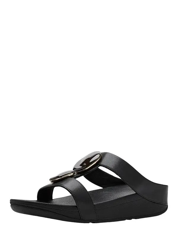 Fitflop Fino Marbled-stone H-bar Slides - Black