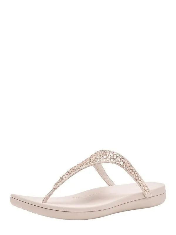 Fitflop Solay Mixed-crystal Toe-post Wedge Sandals - Beige