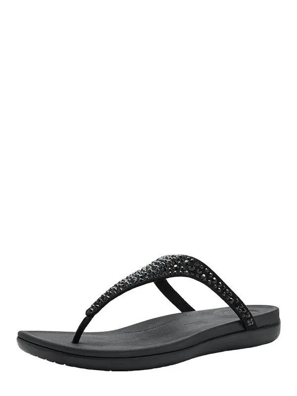 Fitflop Solay Mixed-crystal Toe-post Wedge Sandals - Black