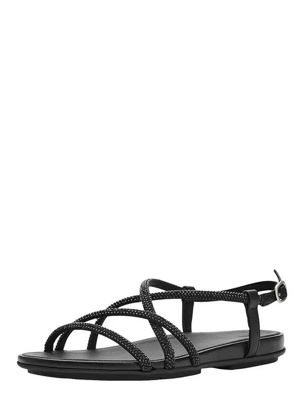 Fitflop Gracie Crystal Embellished Strappy Wedge Sandals - Black