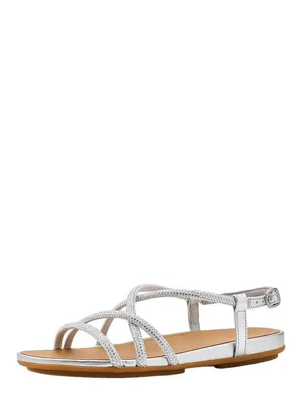 Fitflop Gracie Crystal Embellished Strappy Wedge Sandals - Silver